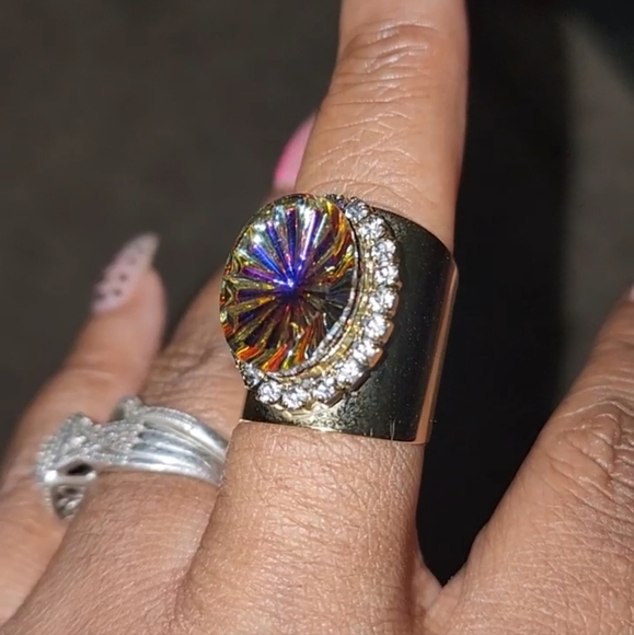 Tova | Jewelry | Tova Gold And Multi Color Crystal Statement Ring With ...